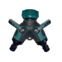 China Brass Garden Hose Connector Tap Splitter with 2 Valves and 2 Washers Connect Fittings for sale