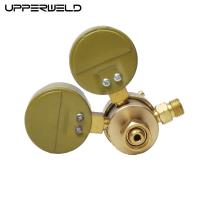 China Double-head Pressure Regulator with Brass Bar Body Material and Adjustable Pressure for sale