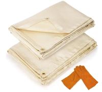 China 100% Flame Retardant Welding Blanket 6x8 feet 2-Pack Set with Hand Protection Gloves for sale