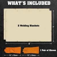 China 100% Flame Retardant Welding Blanket 6x8 feet 2-Pack Set with Hand Protection Gloves for sale