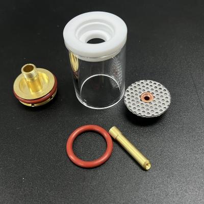 China Wp17/18/26 Tig Torch Glass Cups Welding Kits with 1KG Upper Straight Glass Nozzle 47mm for sale