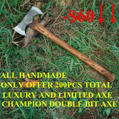 China 3.5LB Size Forged Steel Materials Double Bit Axe With Carbon Color Hickory Handle And Sharp Blade for sale