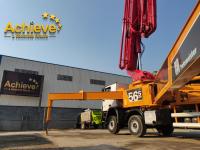 China Putzmeister M56-5 Used Truck Mounted Concrete Pump 5 Section Boom 4 Axle for sale