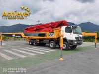 China Putzmeister M56-5 Used Truck Mounted Concrete Pump 5 Section Boom 4 Axle for sale
