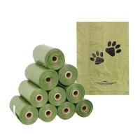 China Custom Biodegradable Dog Poop Bags 40% Biosource Material 12-50 Mic Thickness Flat Top or Tie Handle for sale