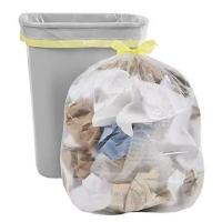 China Medium Kitchen Drawstring Trash Bags 8 Gallon White Clear Plastic Waste Bag PE Material 30 Mic for sale