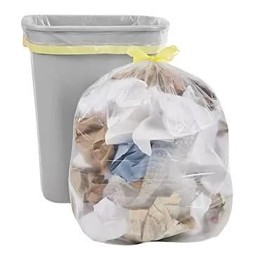 China Medium Kitchen Drawstring Trash Bags 8 Gallon White Clear Plastic Waste Bag PE Material 30 Mic for sale