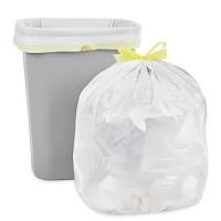 China Medium Kitchen Drawstring Trash Bags 8 Gallon White Clear Plastic Waste Bag PE Material 30 Mic for sale