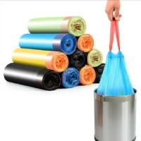 China Surface Handling Tall Kitchen Drawstring Trash Bags 13 Gallon 30 Gallon Embossing Green for sale
