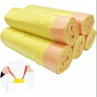 China Embossing Surface Handling 2023 Beige Biodegradable Tall Kitchen Drawstring Trash Bag for sale