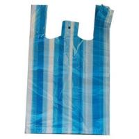 China OK Compost Certified Color Stripped T-Shirt Bags 5-100 Mic Custom Size Shopping Bag for sale