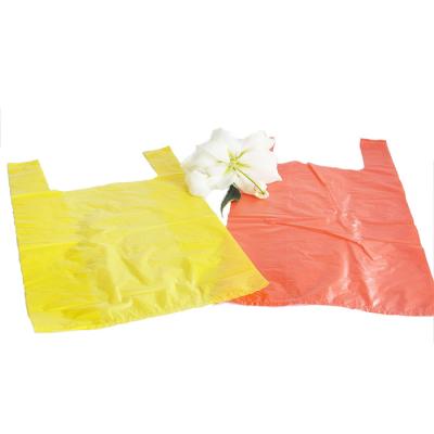 China Eco-Friendly Plastic T-Shirt Bag for Supermarket Shopping 30x45cm HDPE for sale