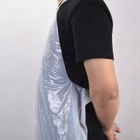 China Disposable PE Apron 132x80cm Waterproof Oil Proof Transparent Red for Canteen Cleaning for sale
