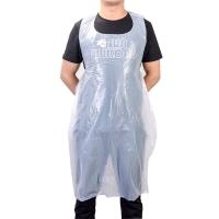 China Disposable PE Apron 132x80cm Waterproof Oil Proof Transparent Red for Canteen Cleaning for sale