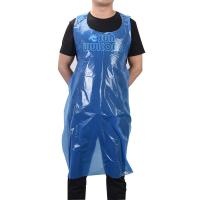 China Disposable PE Apron 132x80cm Waterproof Oil Proof Transparent Red for Canteen Cleaning for sale