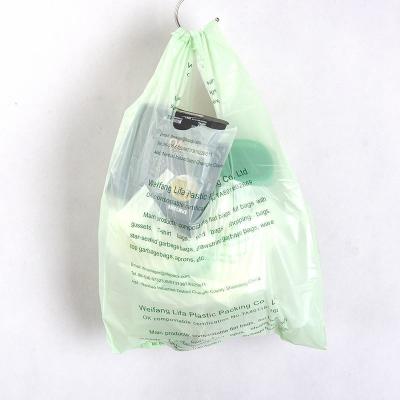 China Biodegradable T-Shirt Shopping Bags with Handle 25x40cm 8kg Load for Supermarket for sale