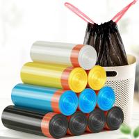 China Custom Logo Drawstring Garbage Bag HDPE LDPE 450x500mm 5-100 Mic Thick for sale