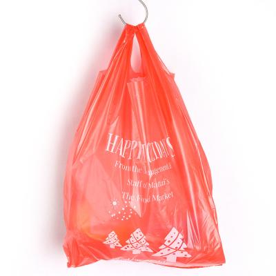 China Custom Printed T-Shirt Bags on Roll HDPE LDPE 15kg Capacity for Supermarket Grocery Shopping for sale