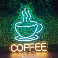 China Commercial Outdoor Coffee Neon Light Signs Shatterproof Neon Sign With Acrylic Back for sale