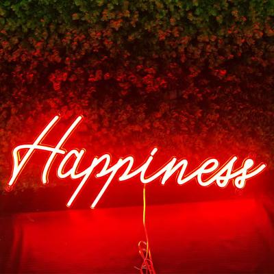 China Aesthetic Positive Atmosphere Custom Neon Light Signs Happiness Neon Sign For Apartment for sale