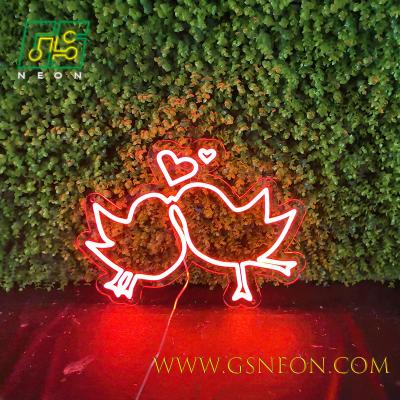 China Birds Love LED Neon Wall Art Signs For Bedroom Wedding Anniversary Couple Birthday Gift for sale