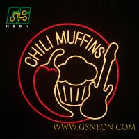 China CHILI MUFFINGS Restaurant LED Neon Wall Decor Custom For Food Shop Cafe Bar Business Branding for sale