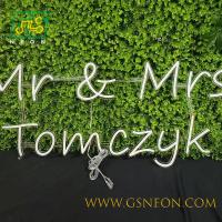 China Mr And Mrs Neon Name Signs For Wedding Reception LED Neon Light Name Sign for sale