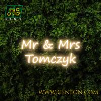 China Mr And Mrs Neon Name Signs For Wedding Reception LED Neon Light Name Sign for sale