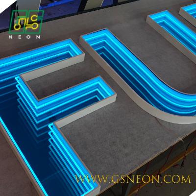 China Infinity Mirror Neon Channel Letter RGB Color Business Logo Neon Sign High Visibility for sale