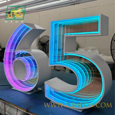China Infinity Mirror Neon Channel Letter Floor Stand For Portable Store Entrance Displays for sale