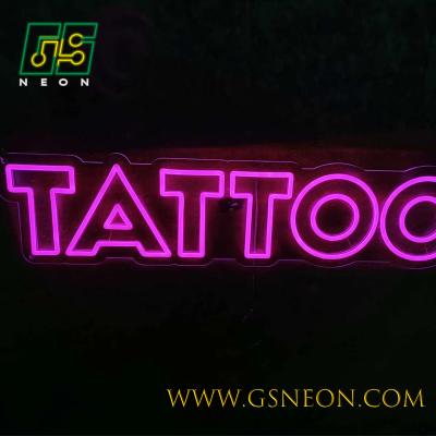 China Dual Line Pink Tattoo Neon Signs LED Custom For Tattoo Studio Window Branding Display for sale