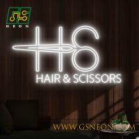 China Hair And Scissors LED Barber Neon Sign Light Wall Decor For Salon Window Branding Display for sale