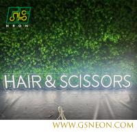 China Hair And Scissors LED Barber Neon Sign Light Wall Decor For Salon Window Branding Display for sale