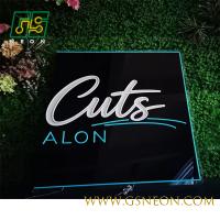 China MY CUTS Beauty Salon Neon Light Sign With Black Backing Custom LED Wall Decor for sale