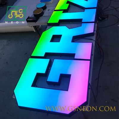 China Programmed RGB LED Channel Letter Sign Dynamic Colors Outdoor Acrylic Storefront Sign for sale