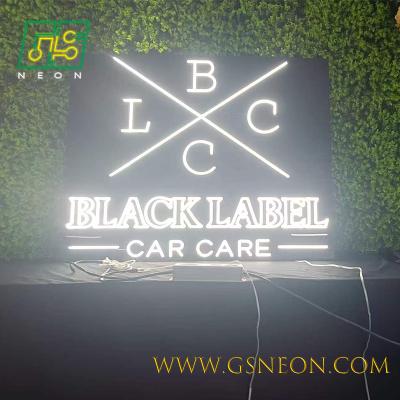 China Black Label Car Care Shop White Light Neon Sign For Detailing Studio Garage Wall Decor for sale