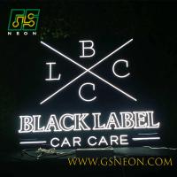 China Black Label Car Care Shop White Light Neon Sign For Detailing Studio Garage Wall Decor for sale