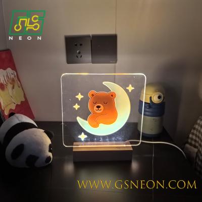 China 5V Baby Room LED Night Light Soft Glowing Acrylic Edge Lit Sign With Printing Bear for sale