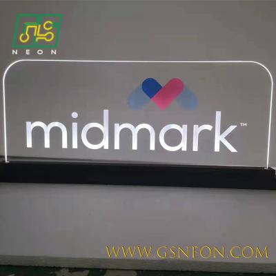 China Plexiglass LED Night Light Table Stand LED Edge Lit Acrylic Sign For Office Shop Bedroom for sale