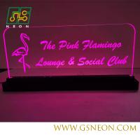China LED Edge Lit Acrylic Sign Stand Engraved Night Light Display For Reception Counter for sale
