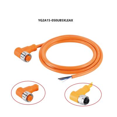 China UL A Coded M12 Sensor Actuator Cable 5 Pin 5m Unshielded PUR Plug Connectors for sale