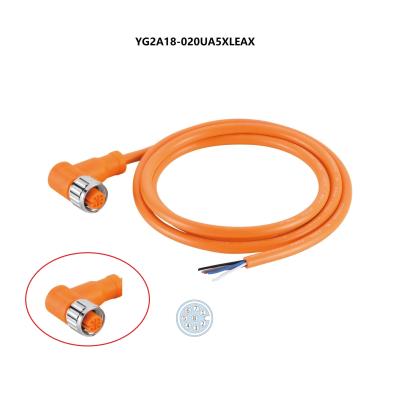 China A Coded Unshielded Sensor Actuator Cable M12 Connector Female 8 Pin Right Angled for sale