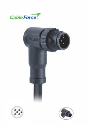China IP67 Waterproof M12 A Code Connector 5pin 90C Right Angled Plastic Screws Free End for sale
