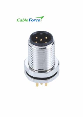 China Chassis Side Thread Front Mount PCB Contacts M12 A Code Connector Male Panel Sensor for sale