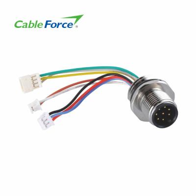 China Male Panel Sensor 8 Pin M12 A Connector Rear Side Fastening End With JST ZHR Board for sale