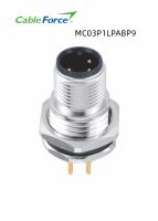China 3 Pin A Code M12 Circular Connector Front Side Fastening PCB Contacts PG9 for sale