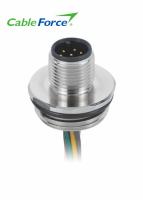China 5 Pin Male Panel M12 A Code Connector Chassis Side Thread With Single Wires for sale