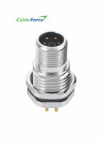 China 16DC Power Male Panel M12 T Connector Front Side Fastening With PCB Contacts PG9 for sale