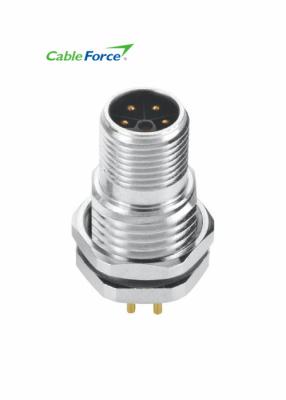 China 16DC Power Male Panel M12 T Connector Front Side Fastening With PCB Contacts PG9 for sale
