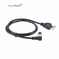 China M12 S Code Right Angled 3 Pin Connector To NEMA 5-15P Molded 14AWG Cable for sale